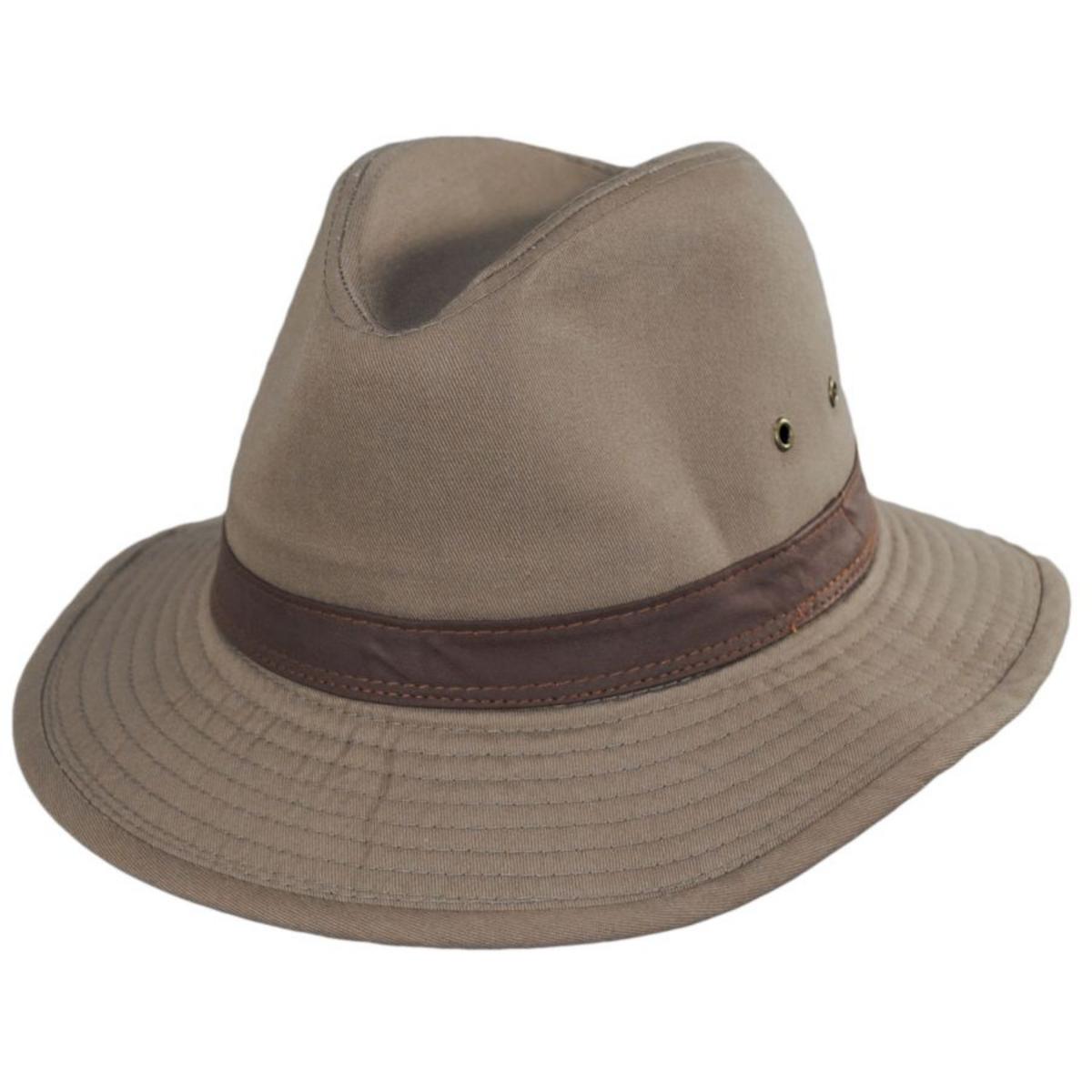 Packable Cotton Twill Safari Fedora Hat – Village Hat Shop