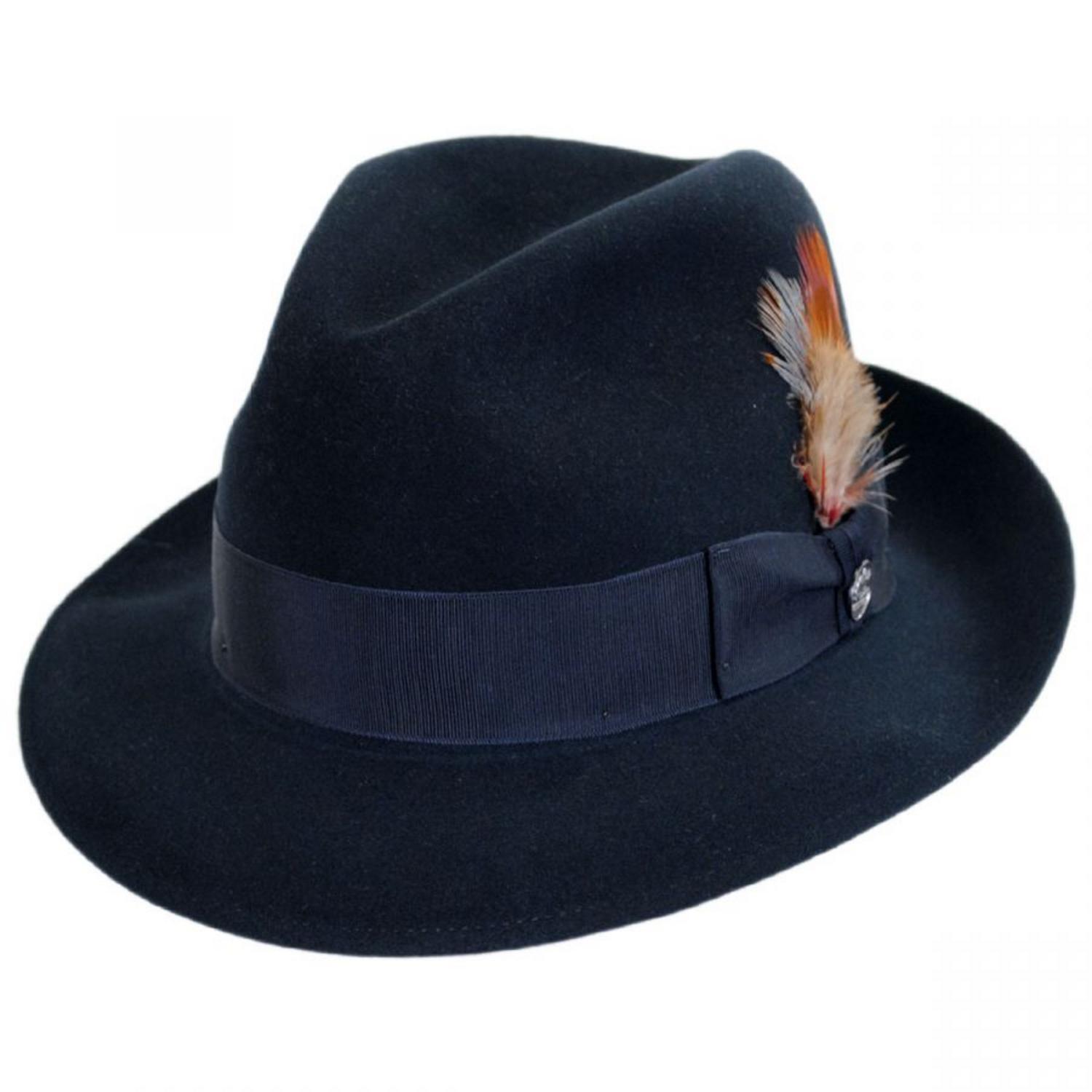 Saxon Fur Felt Fedora Hat - Midnight Blue – Village Hat Shop